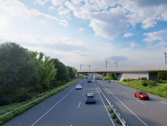 HS2 pioneers 'box slide' bridge over M42 | Construction Digital